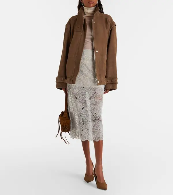 ROTATE BY BIRGER CHRISTENSEN Floral Lace Guipure Pencil Skirt