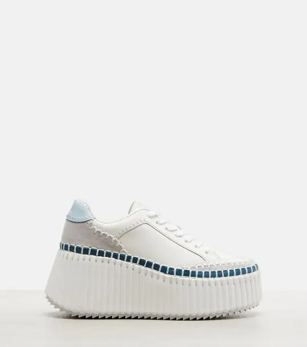 Chloé Nama Leather Platform Sneakers - Blue