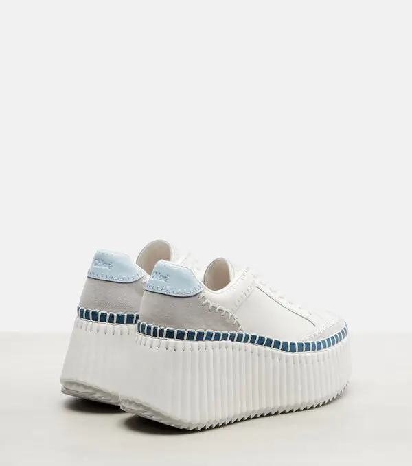 Chloé Nama Leather Platform Sneakers - Blue
