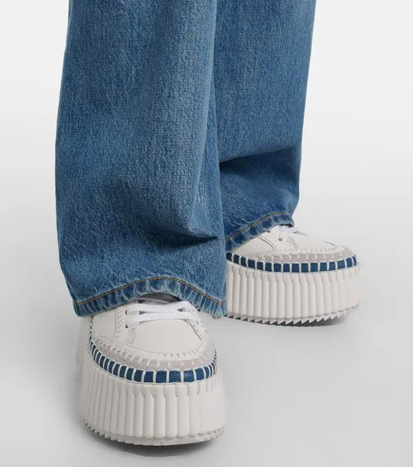 Chloé Nama Leather Platform Sneakers - Blue