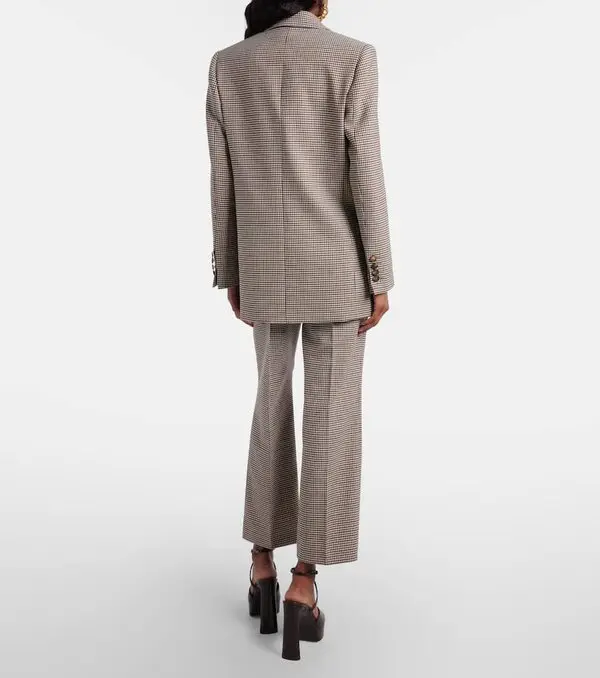 Etro Checked Wool-blend Cropped Flared Pants