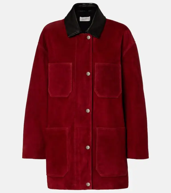 Nour Hammour Barn Leather-trimmed Suede Jacket - Red