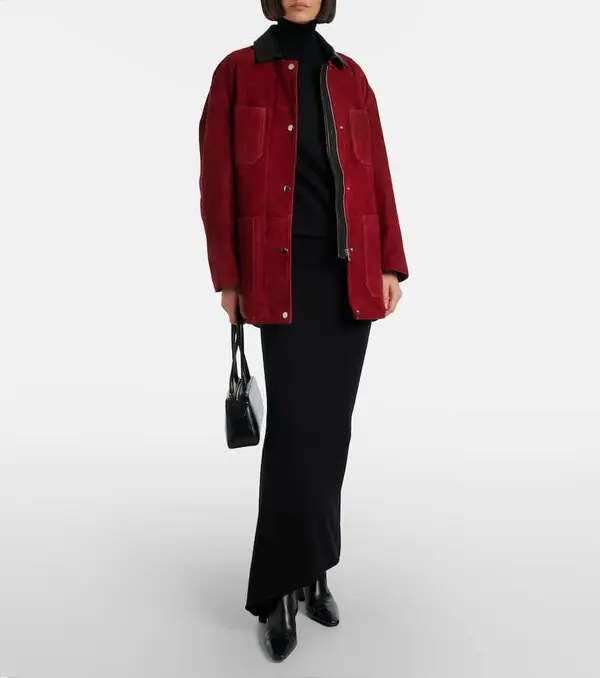 Nour Hammour Barn Leather-trimmed Suede Jacket - Red