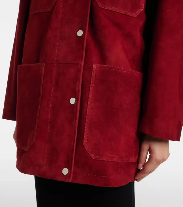 Nour Hammour Barn Leather-trimmed Suede Jacket - Red