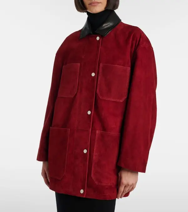 Nour Hammour Barn Leather-trimmed Suede Jacket - Red