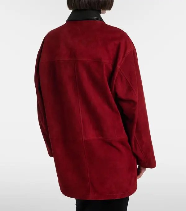 Nour Hammour Barn Leather-trimmed Suede Jacket - Red