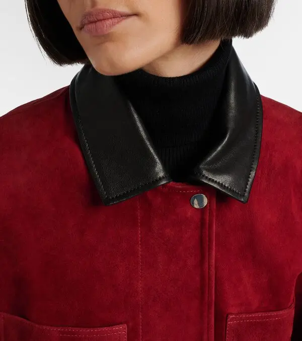 Nour Hammour Barn Leather-trimmed Suede Jacket - Red