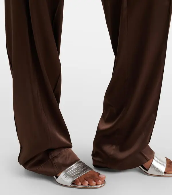 TOM FORD 55 Metallic Leather Mules - Silver