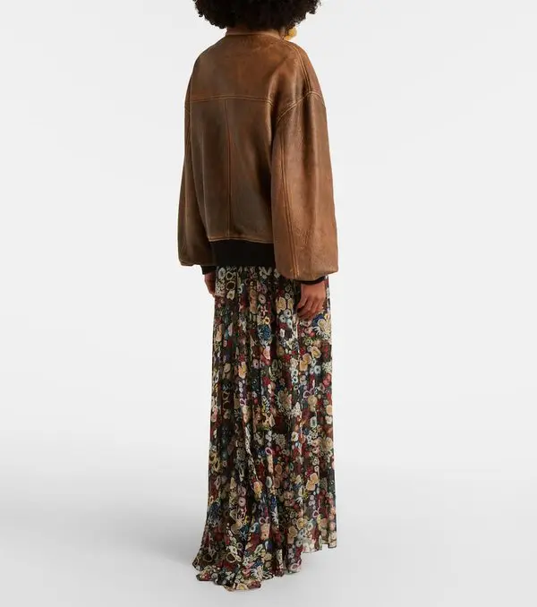 Khaite Sandor Shearling-trimmed Leather Jacket - Brown
