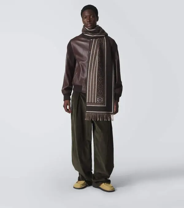 Loewe Anagram Wool And Cashmere Jacquard Scarf