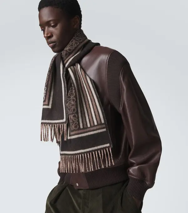 Loewe Anagram Wool And Cashmere Jacquard Scarf