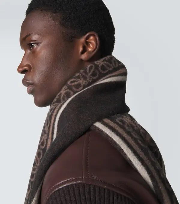 Loewe Anagram Wool And Cashmere Jacquard Scarf