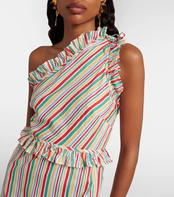 Rixo Arabelle Striped Cotton Midi Dress - Multicoloured