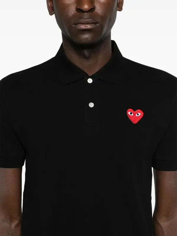 Play Comme Des Garcon Cotton Polo Shirt - Black