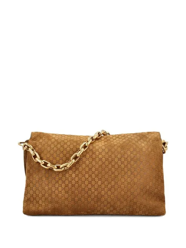 Gucci Gg Chain Suede Leather Shoulder Bag