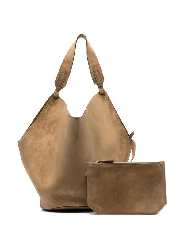 Khaite Lotus Medium Leather Shoulder Bag - Beige