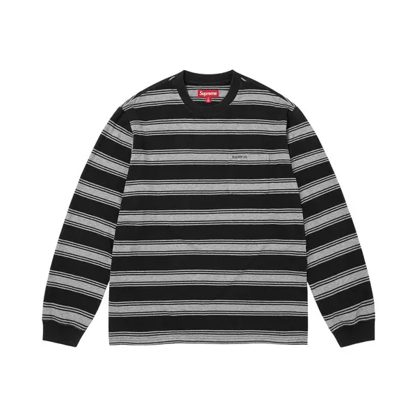 Supreme Stripe Pocket Long-sleeve Top - Black