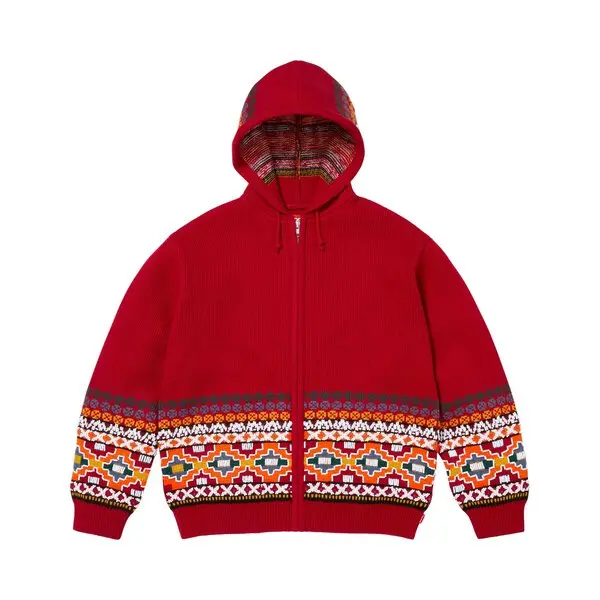 Supreme Beaded Zip-up Hooded Sweater - Red