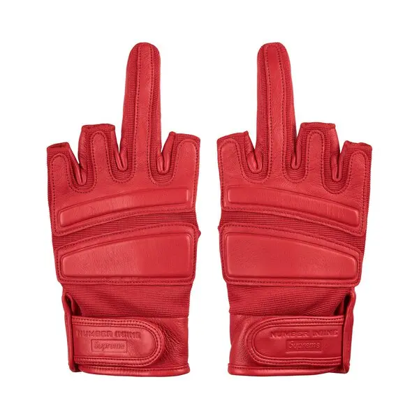 Supreme X Number Ine Leather Gloves - Red