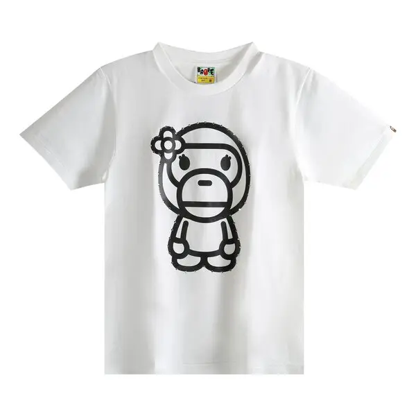 A BATHING APE Crystal Stone Big Baby Lisa Tee - White