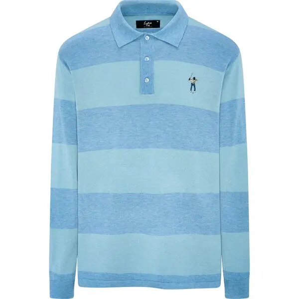 EASTSIDE GOLF Stripe Polo Sweater - Provence Blue/polaris Blue