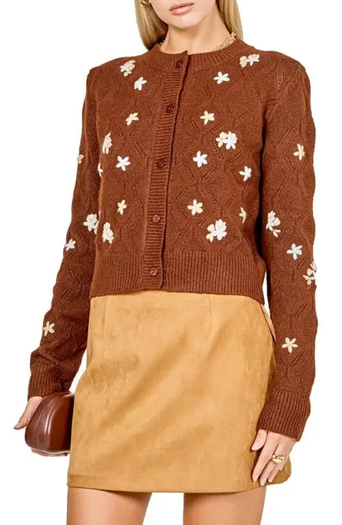 Endless Rose Floral Embroidered Pointelle Cardigan