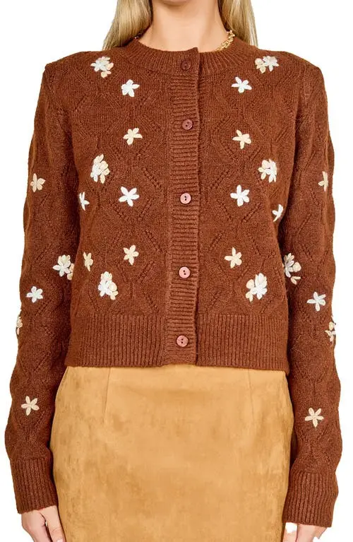 Endless Rose Floral Embroidered Pointelle Cardigan