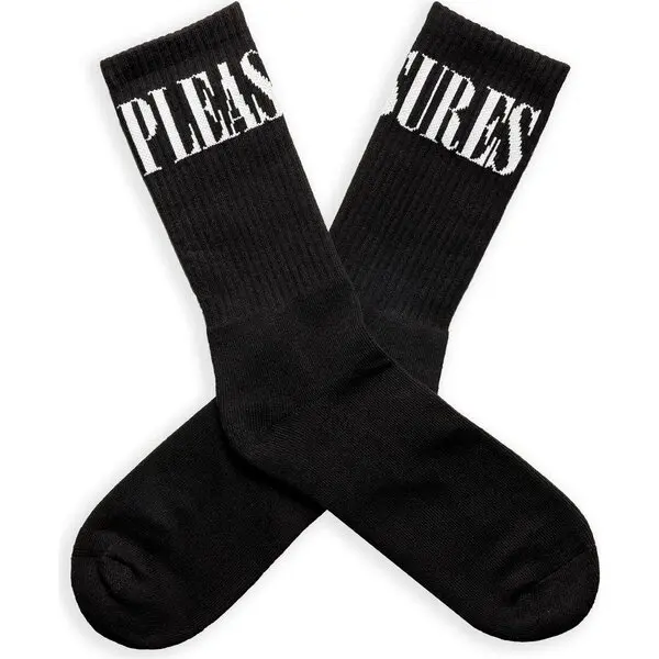 PLEASURES Monitor Logo Crew Socks - Black