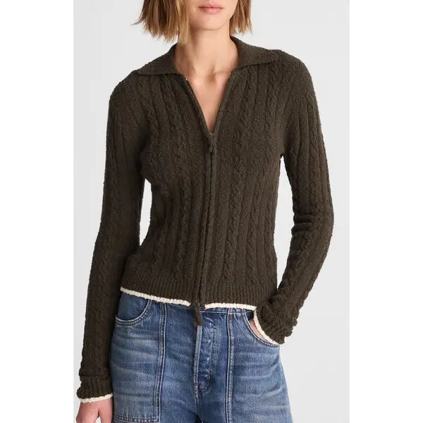 Madewell Cable Knit Zip Cardigan