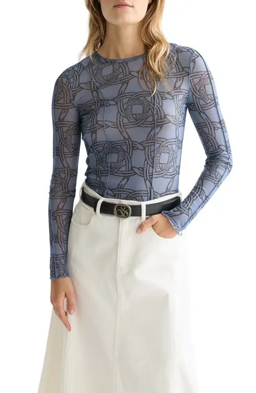 Scotch & Soda Printed Seamed Mesh Top - Horseshoes Infinity