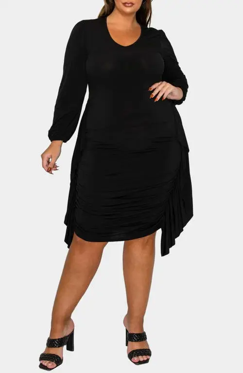 L I V D Nova Ruched Bodycon Dress - Black
