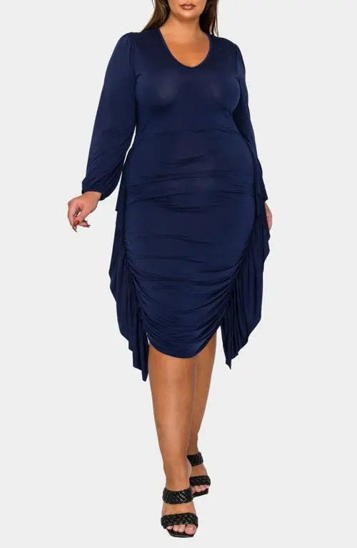 L I V D Nova Ruched Bodycon Dress - Navy