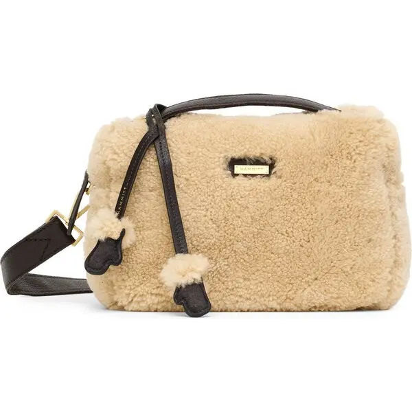 HAMMITT Small Evan Genuine Shearling Crossbody Bag - Sundance Shearling/gold