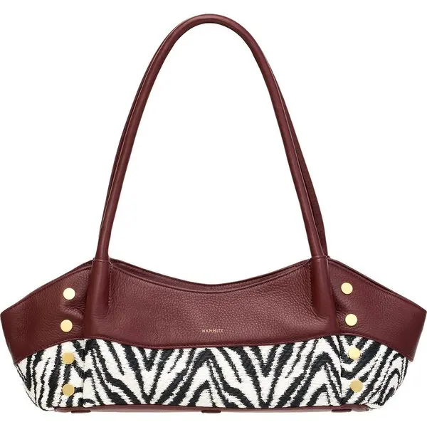 HAMMITT Leather & Raffia Shoulder Bag - Zebra/brushed Gold