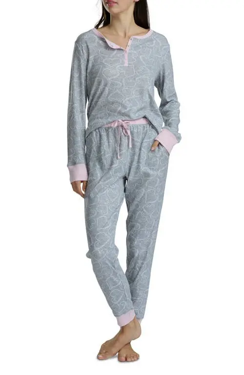 Splendid Cotton Blend Pajama Top & Pants Set - Heart Spots