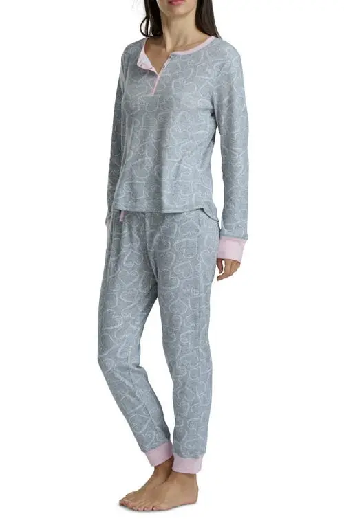 Splendid Cotton Blend Pajama Top & Pants Set - Heart Spots