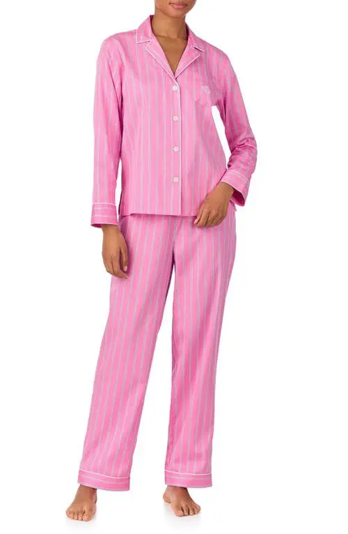Ralph Lauren Print Cotton Blend Pajamas - Pink Stripe