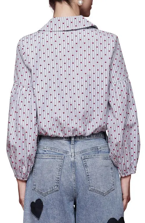 Avec Les Filles Printed Bubble Crop Shirt