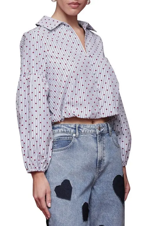 Avec Les Filles Printed Bubble Crop Shirt