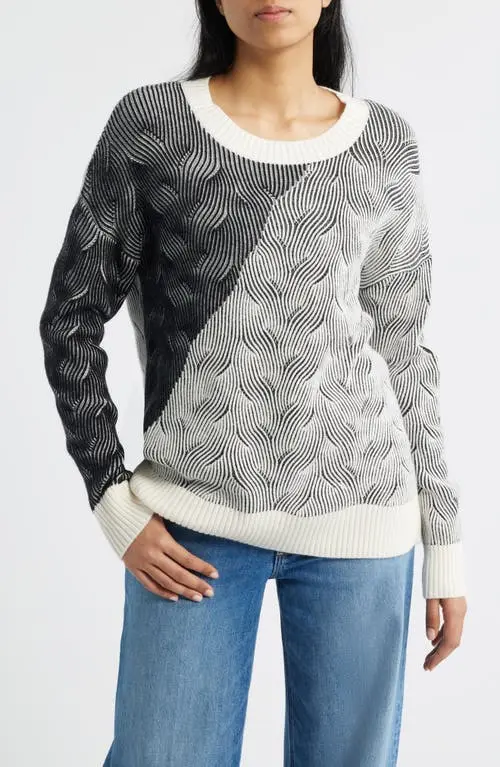 Bobeau Colorblock Scoop Neck Sweater