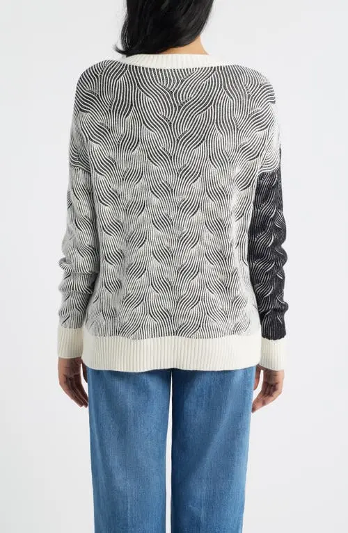 Bobeau Colorblock Scoop Neck Sweater