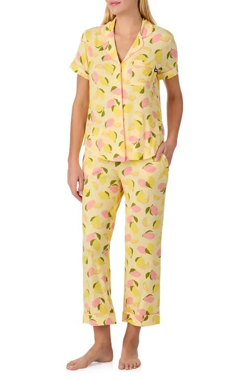 Kate Spade New York Short Sleeve Crop Pajamas - Yellow Print