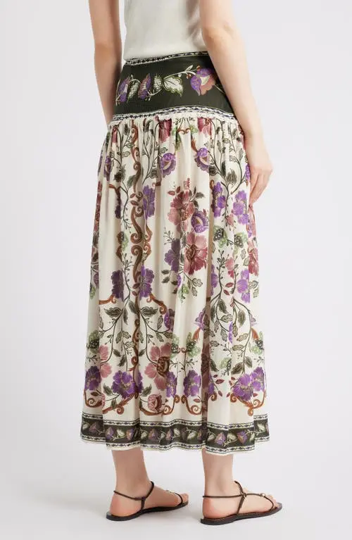 Farm Rio Floral Print Midi Skirt