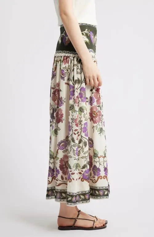 Farm Rio Floral Print Midi Skirt