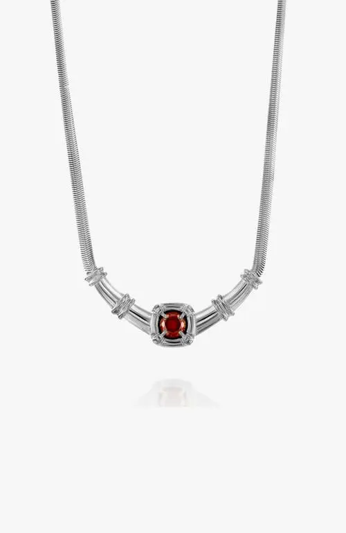 SEREIA OFFICIAL Odette Garnet Stone Necklace - White Gold