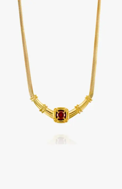 SEREIA OFFICIAL Odette Garnet Stone Necklace - Yellow Gold