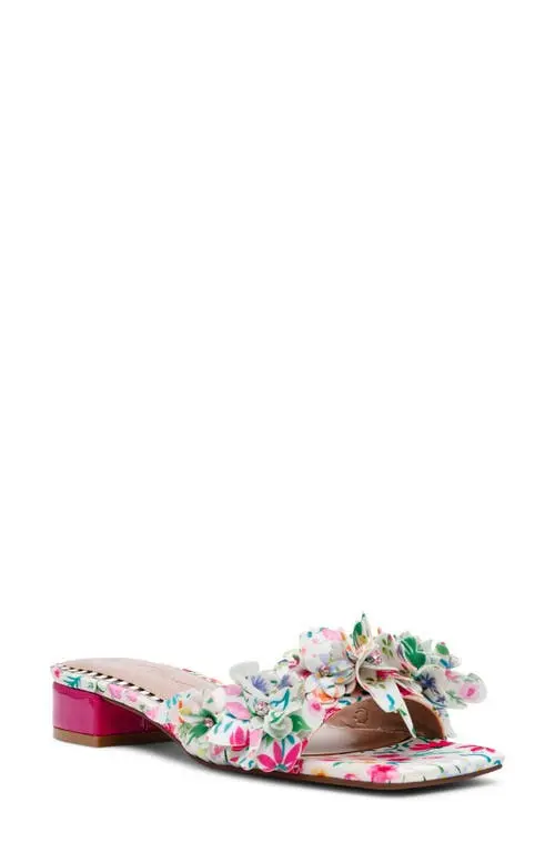 Betsey Johnson Glorria Floral Appliqué Slide Sandal