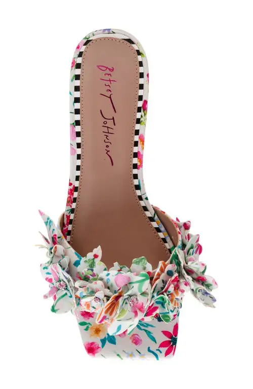 Betsey Johnson Glorria Floral Appliqué Slide Sandal