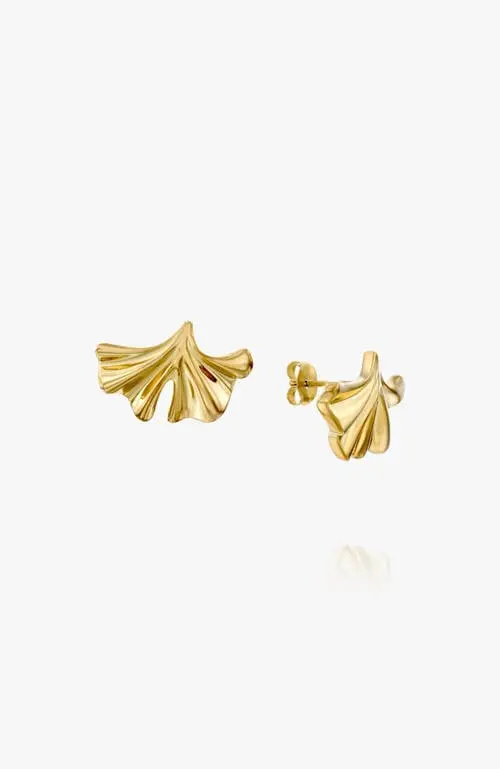 SEREIA OFFICIAL Sophia Flower Motif Stud Earrings - Yellow Gold