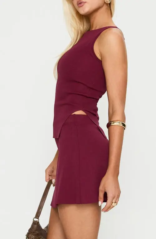 Princess Polly Knit Tank And Miniskirt Set - Currant
